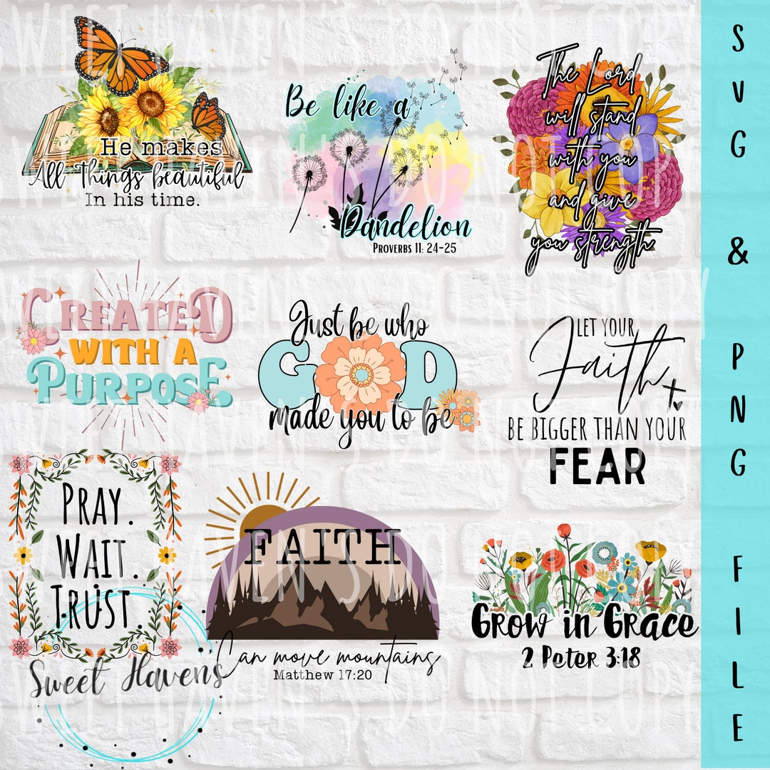 Religious Bundle PNG Christian PNG Christian Gifts, Floral Bible Verse ...