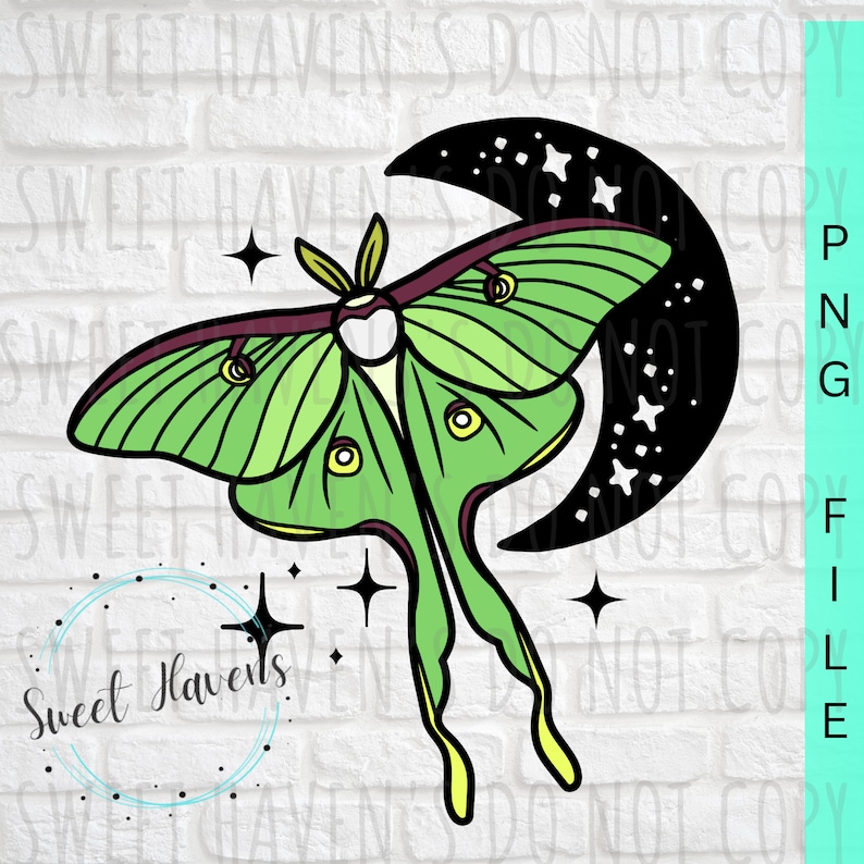Luna Moth Boho PNG Magical Moth Mystical Moth Instant Download - Etsy