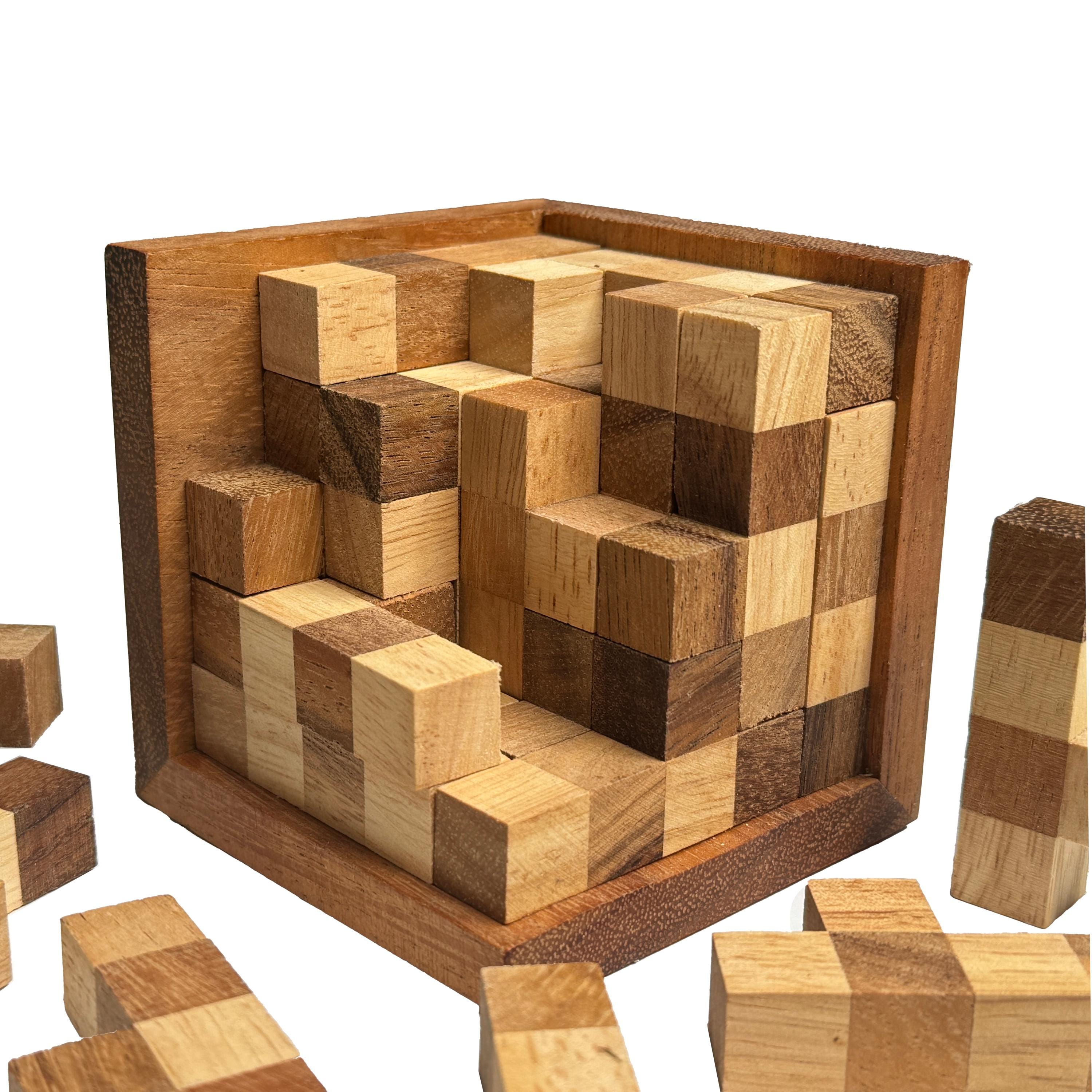 3D Wooden Cube Puzzle: Difficult Brain-teaser for Adults & Kids - Etsy
