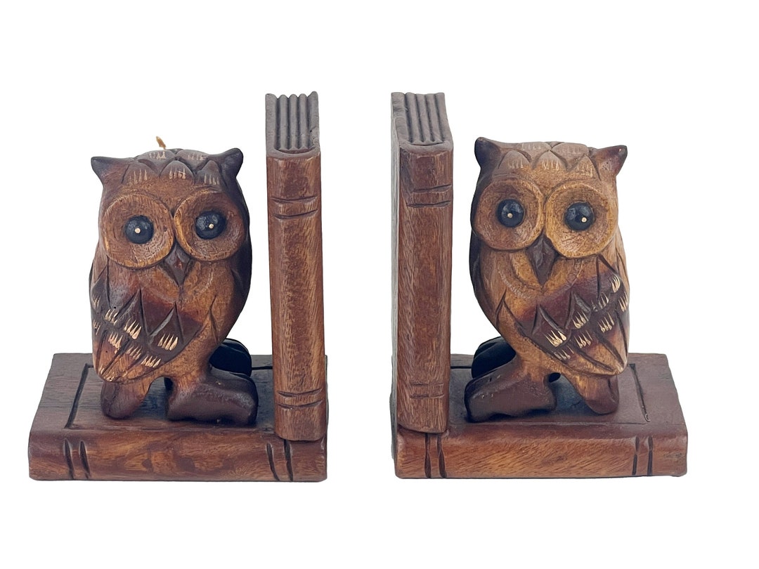 Wooden Owl Bookends Handcrafted From Wood - Decorative and Unique by ...