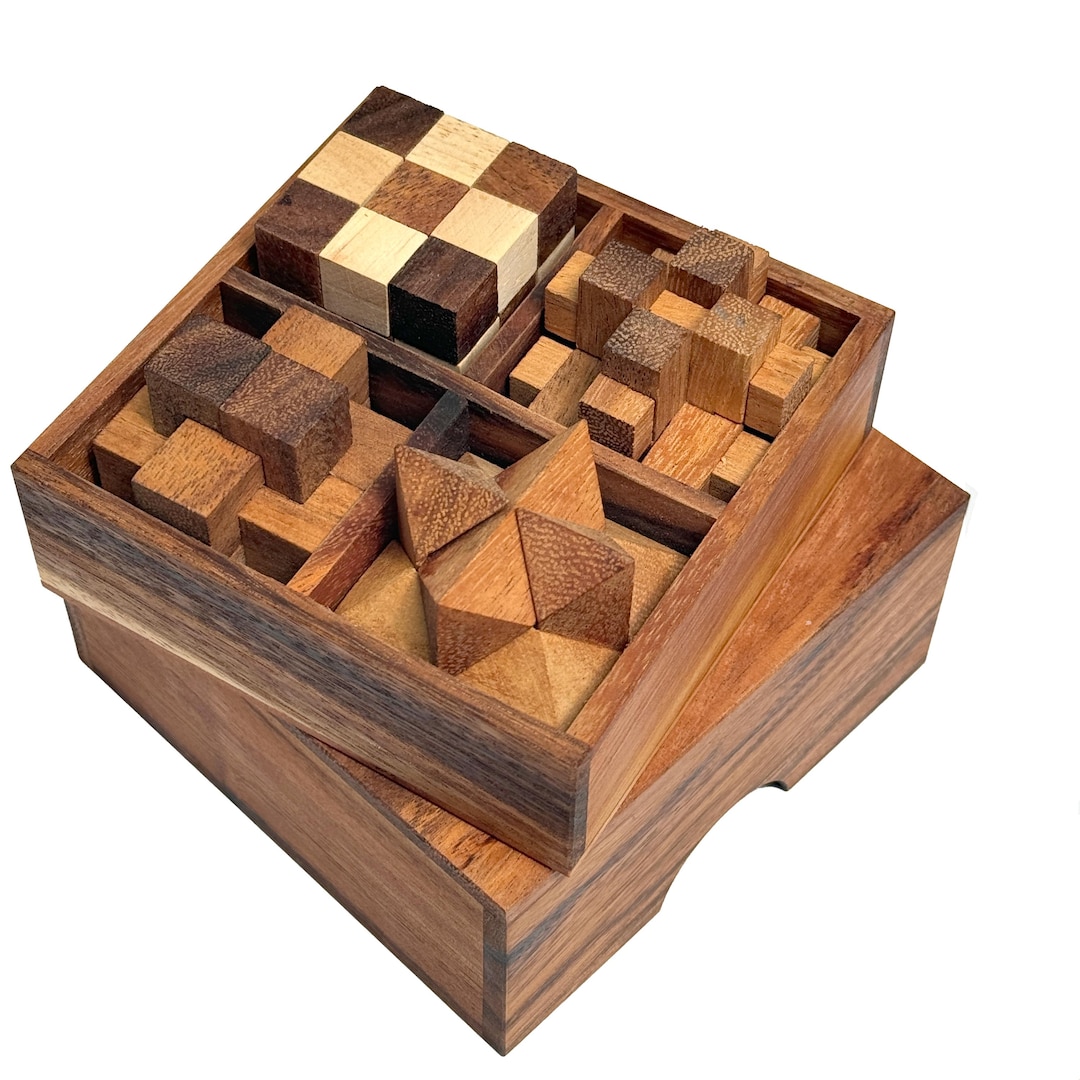 Handcrafted Wooden Puzzle Box Set: Brain-teaser IQ Games - Etsy