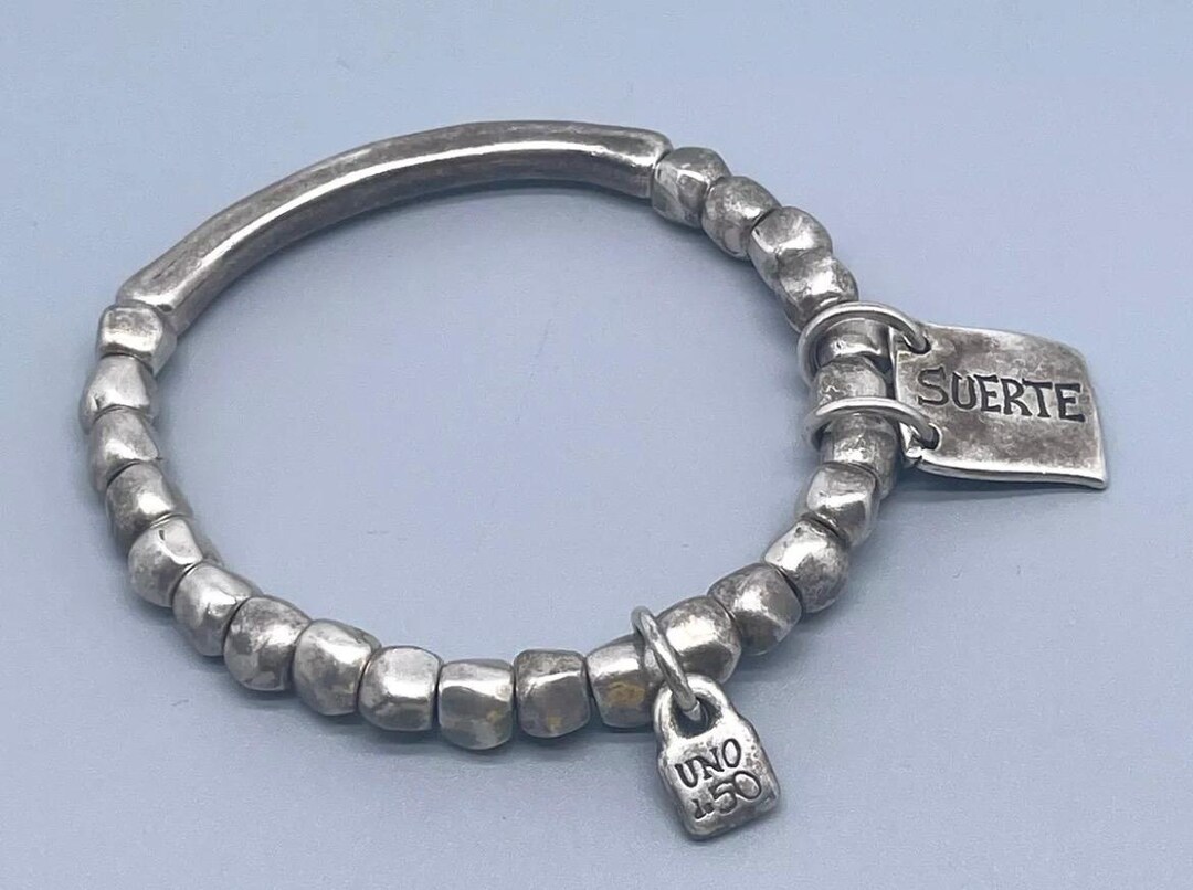 Uno De 50 Silver Tone Circle Suerte Charm Bracelet - Etsy