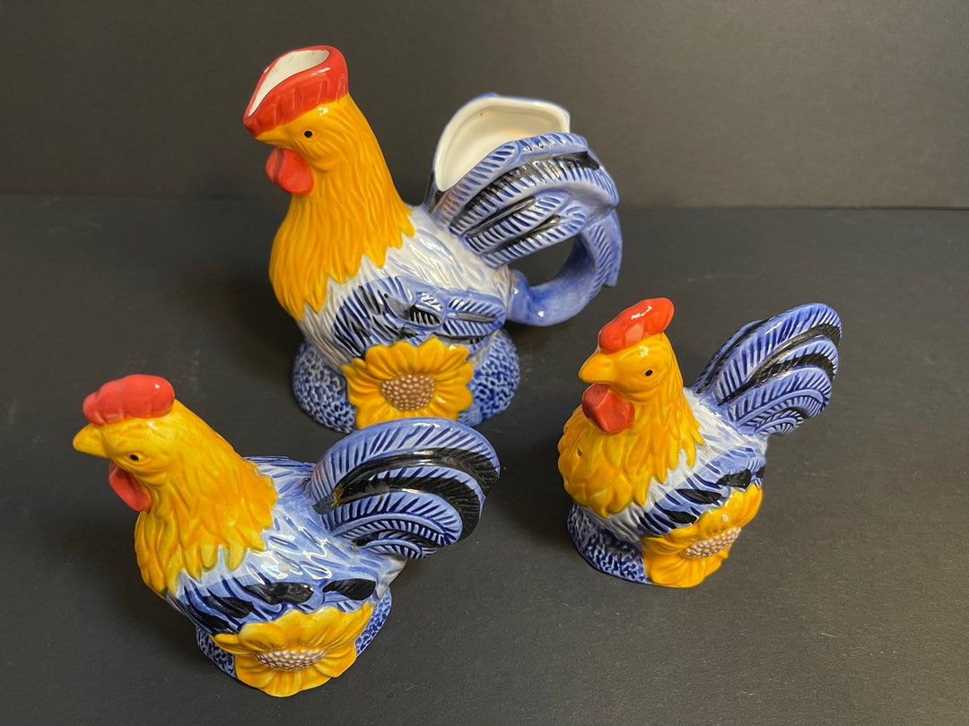 Set of Avon the Provencal Chicken Rooster Creamer, Salt & Pepper ...