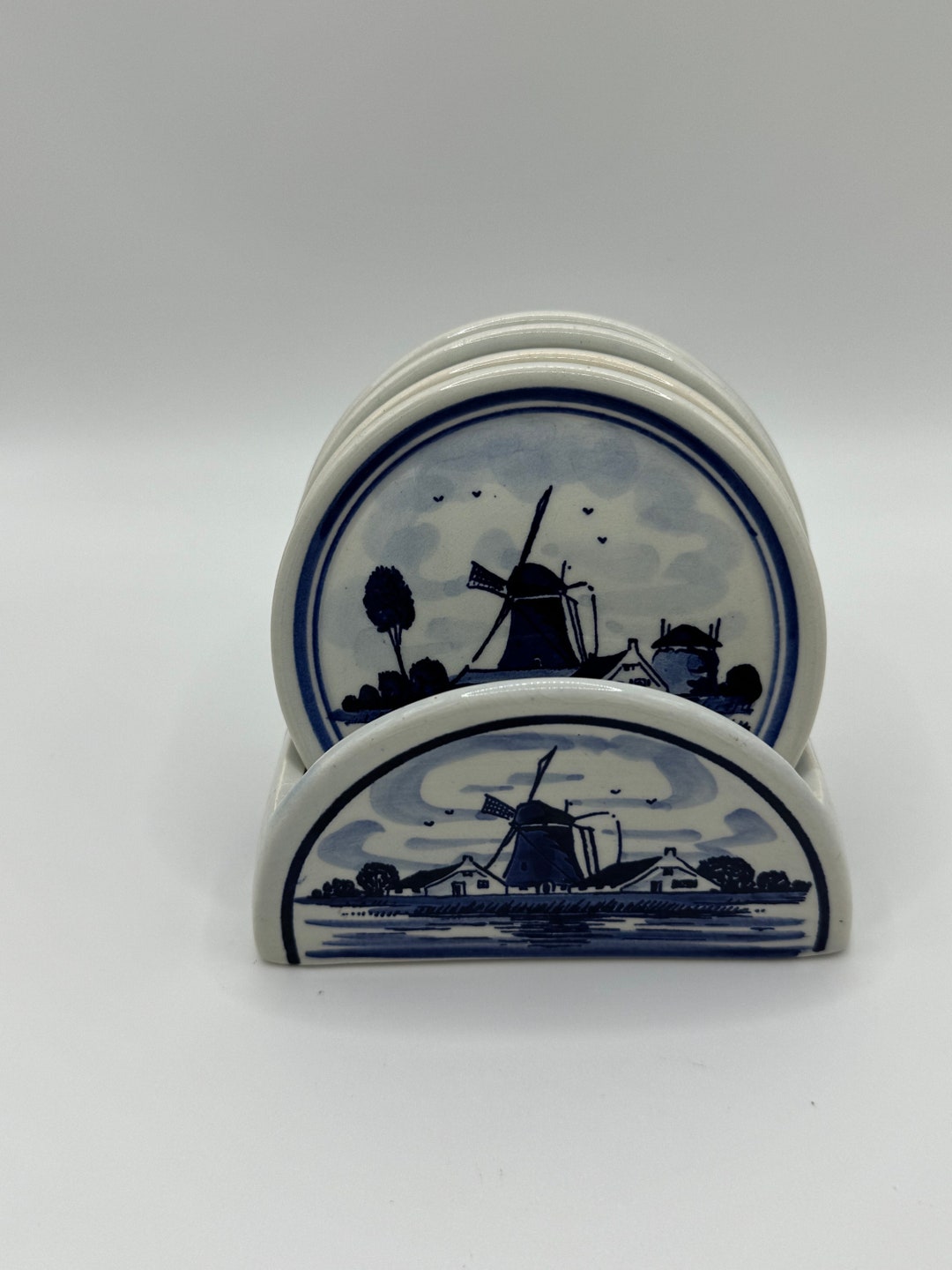 Set of 4 Delfts Coasters With Matching Holder - Etsy