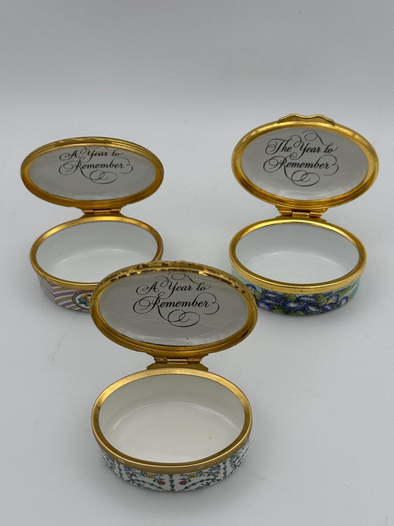 Halcyon Days A Time to Remember Trinket Boxes - 1986, 1995, 2000 - Sold ...