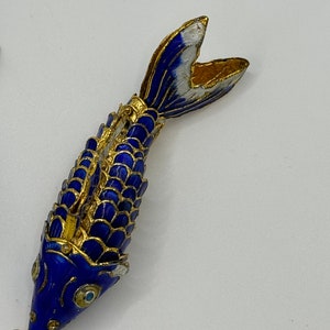 Vintage Chinese Cloisonne Articulated Fish Pendant. Hand Painted Enamel ...