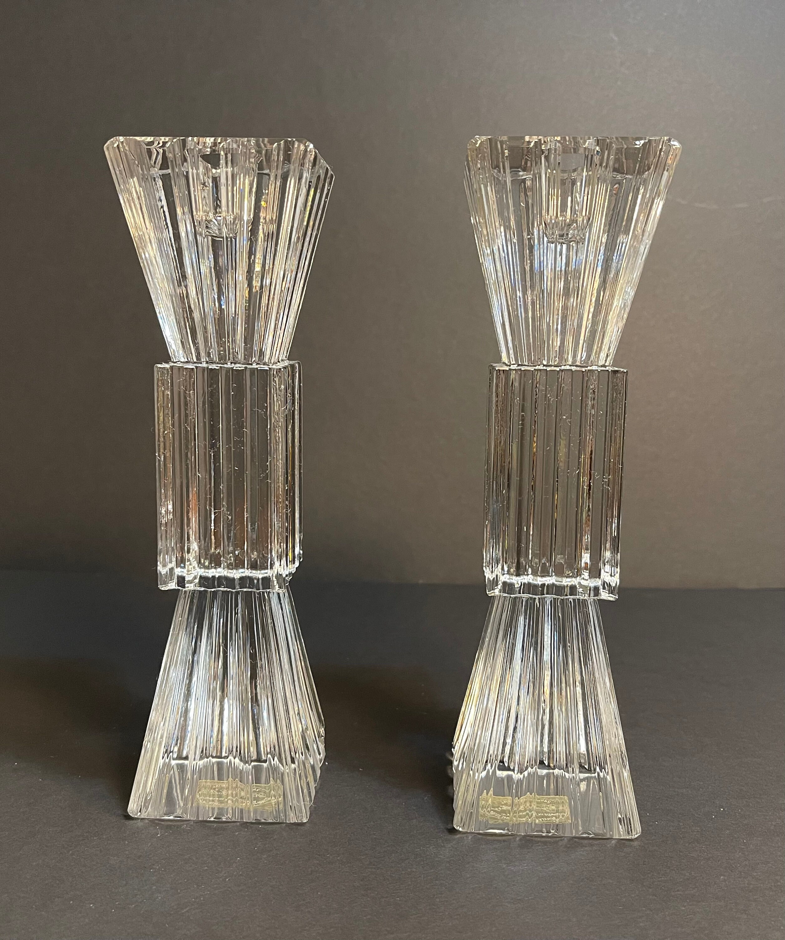 Two Elegant 24% Lead Crystal Candlesticks by Royal Gallery - Etsy
