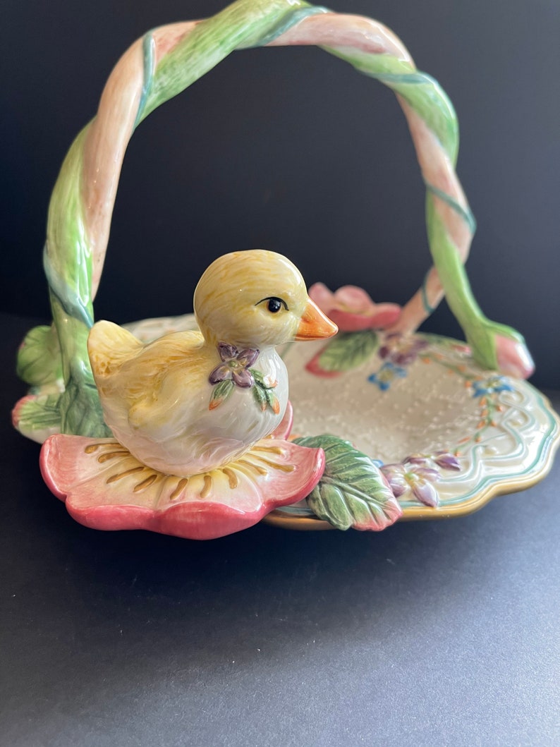 Fitz and Floyd Garden Rhapsody Large Ceramic Basket With Duckling - Etsy