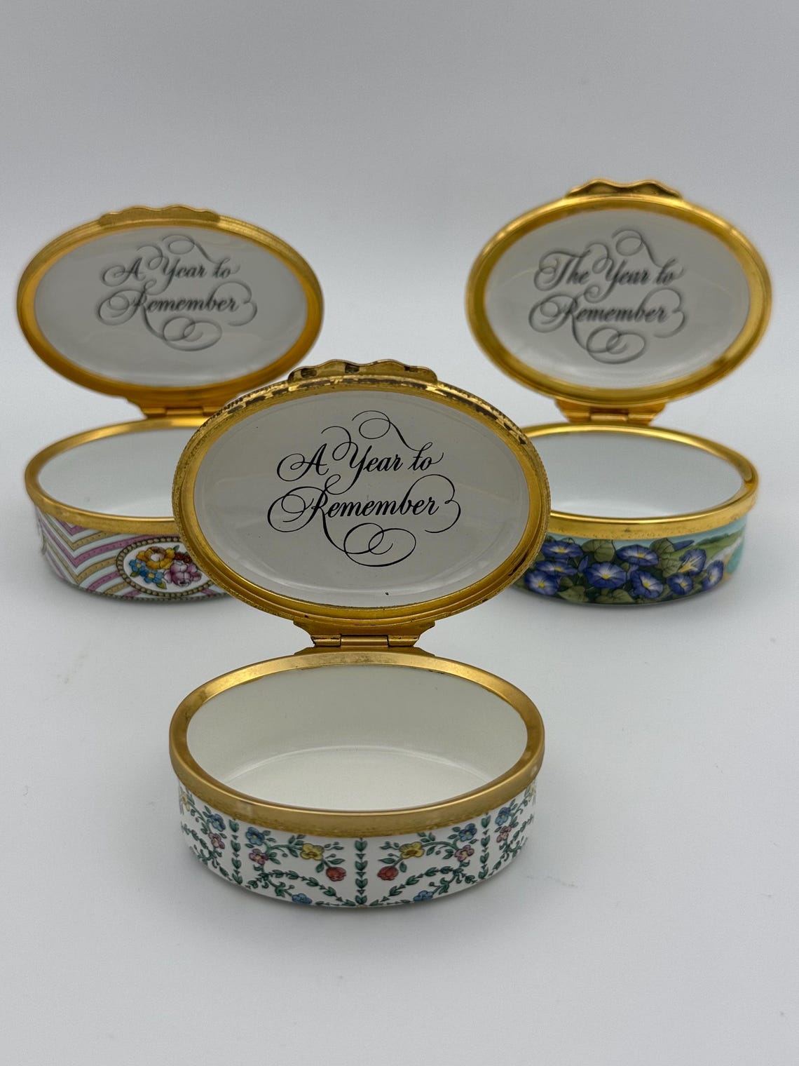 Halcyon Days A Time to Remember Trinket Boxes - 1986, 1995, 2000 - Sold ...