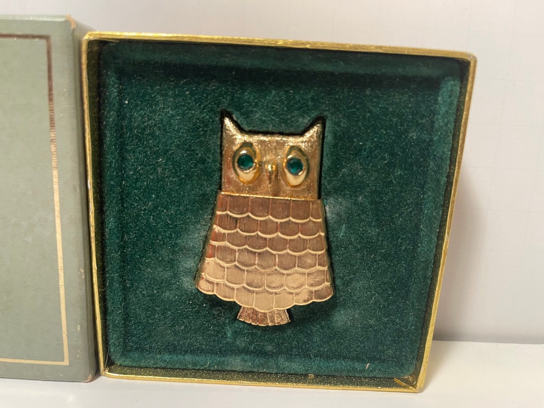 Avon Owl Pin Charisma Perfume Glace Holder Pin Vintage Owl Brooch With ...