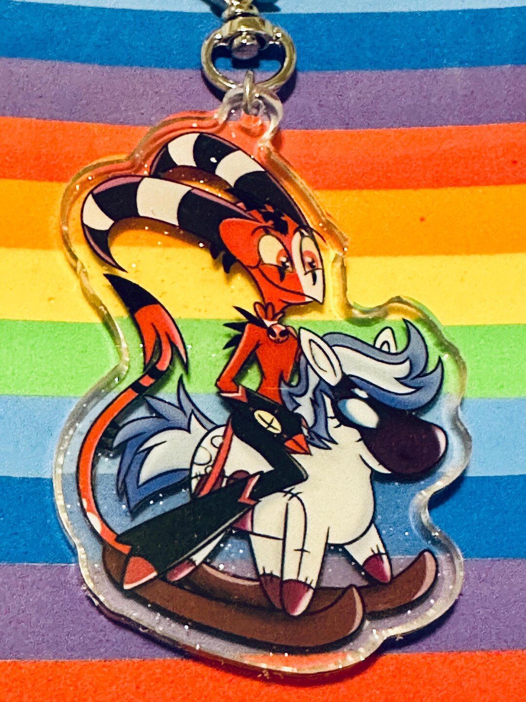 Helluva Boss Blitzo Rocking Horse Glitter Keychain - Etsy