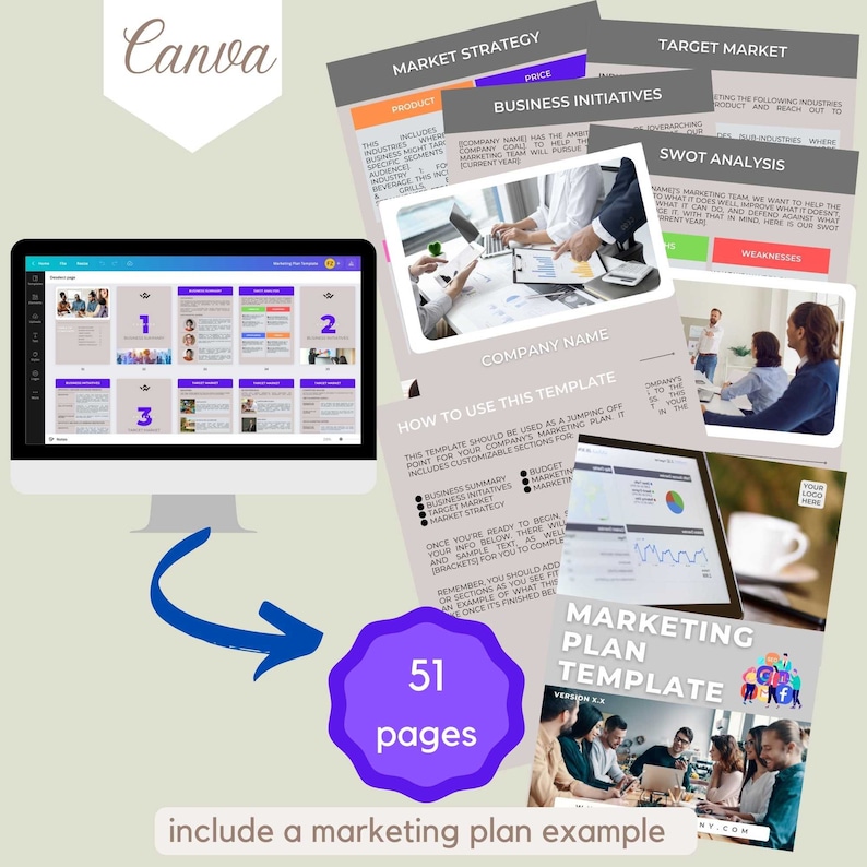 Canva Templates Marketing Plan Templates 51 Pages Include a Marketing ...