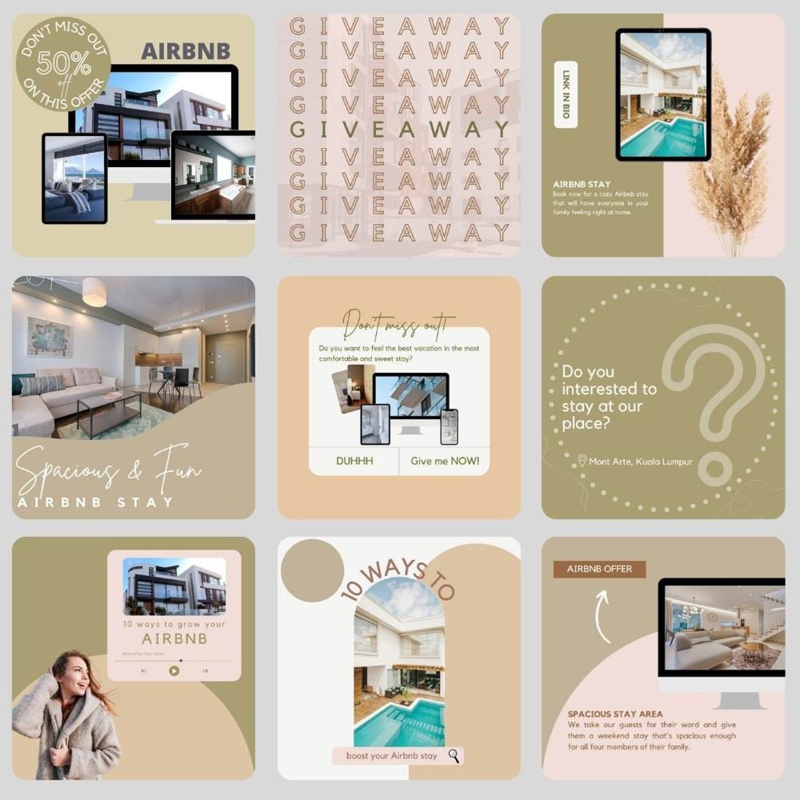 Airbnb Instagram Posts Template | Airbnb Social Media | Airbnb ...