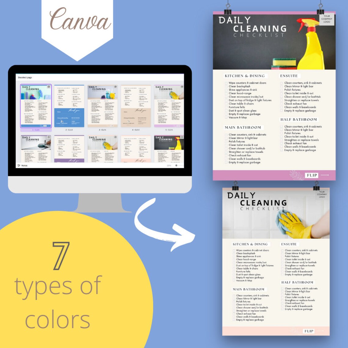 Canva Templates Daily Cleaning Checklist Printable Templates - Etsy