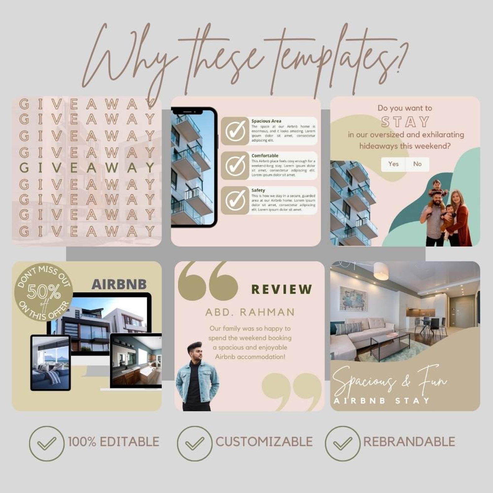 Airbnb Instagram Posts Template | Airbnb Social Media | Airbnb ...