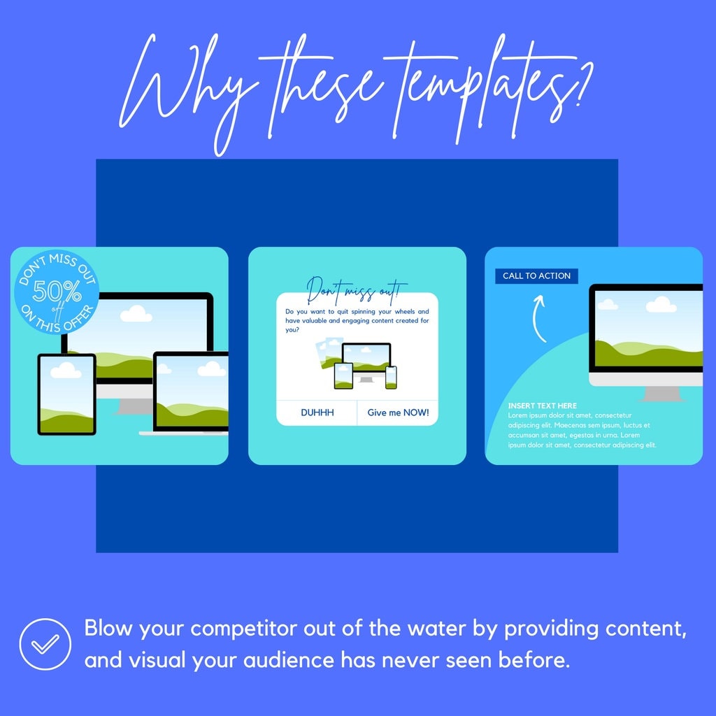 Canva Templates 30 BLUE THEME Digital Marketing Instagram/ Facebook ...