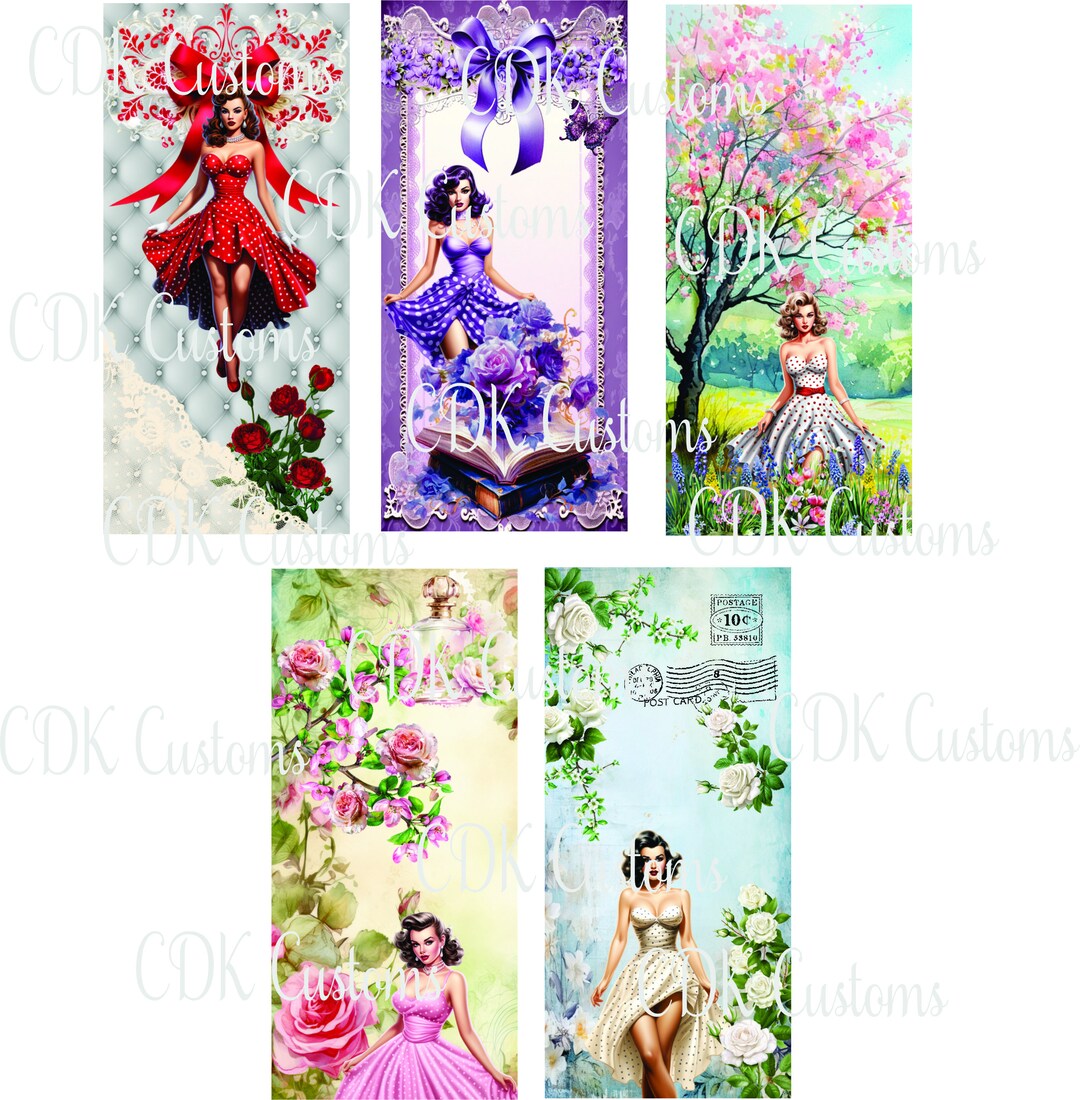 Digital SVG Pin up Girls - Set of 5 Tall Journal Pages - Etsy Canada