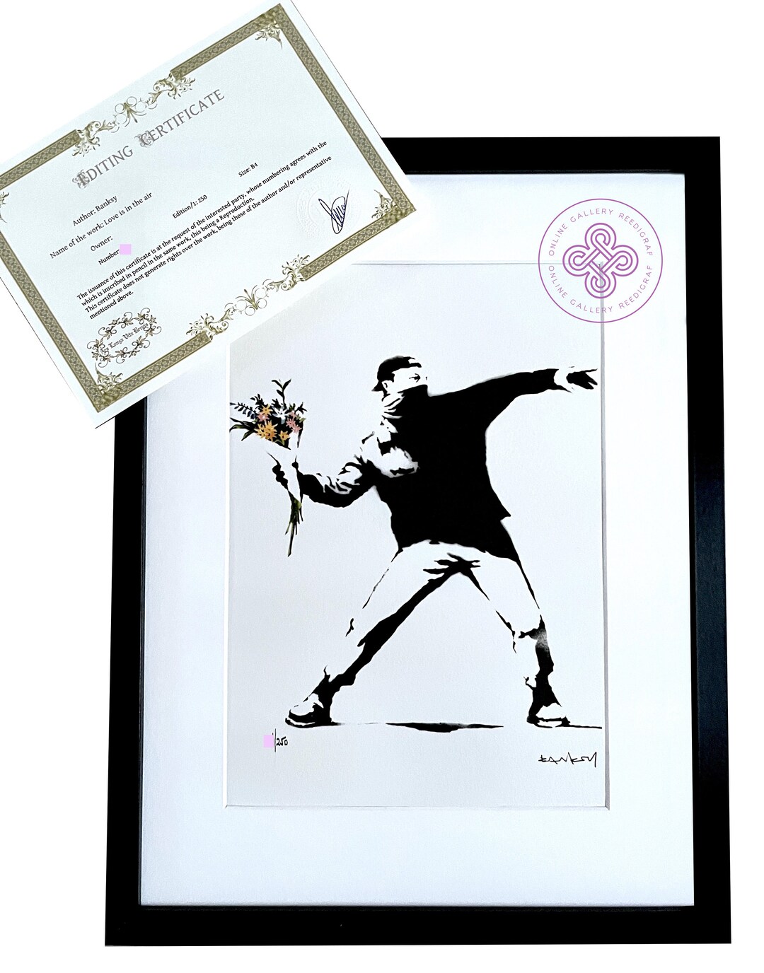 BANKSY Love is in the Air Flower Thrower Serigraphy CERTIF Original M ...