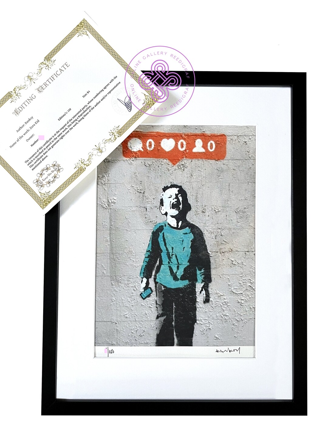 BANKSY Zero Kid Screen Print CERTIFICATE Original M Arts Edition Signed ...