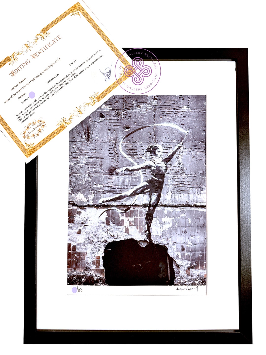 BANKSY Signed Woman Rhythmic Gymnast Ukrainia Lithograph CERTIFICATE ...