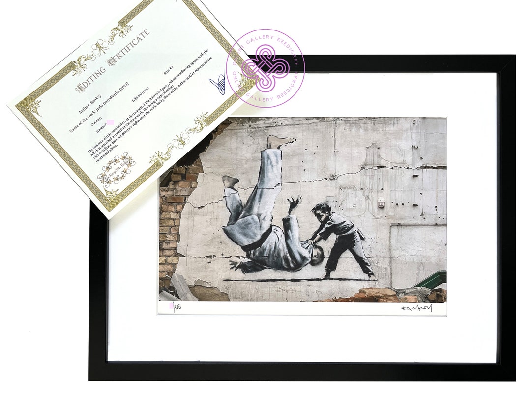 BANKSY Signed Judo Borodianka Ukrainia Lithograph CERTIFICATE Original ...