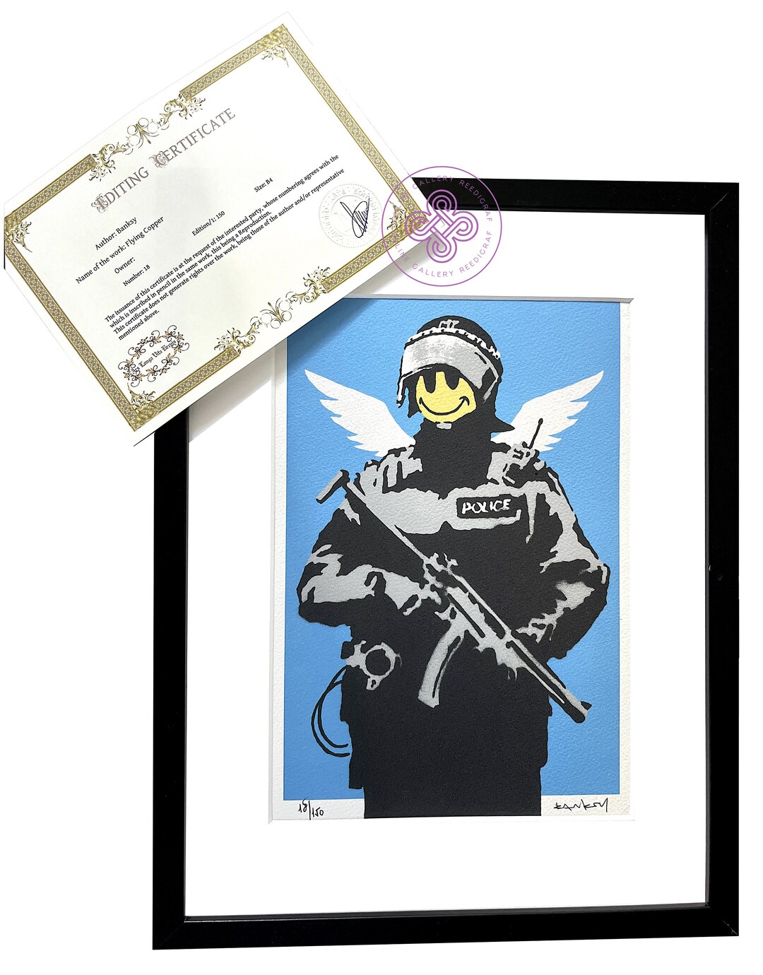 BANKSY Flying Copper Lithograph CERTIFICATE Original M Arts Edition ...