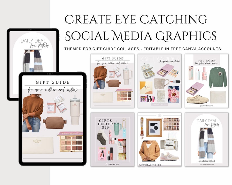 Holiday Gift Guide LTK Canva Templates, Neutral Liketoknowit Collage ...