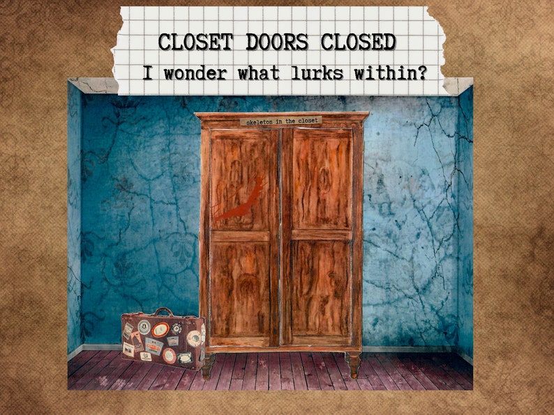 Skeleton in the Closet Printable Collage Kit Spooky Horror Halloween ...