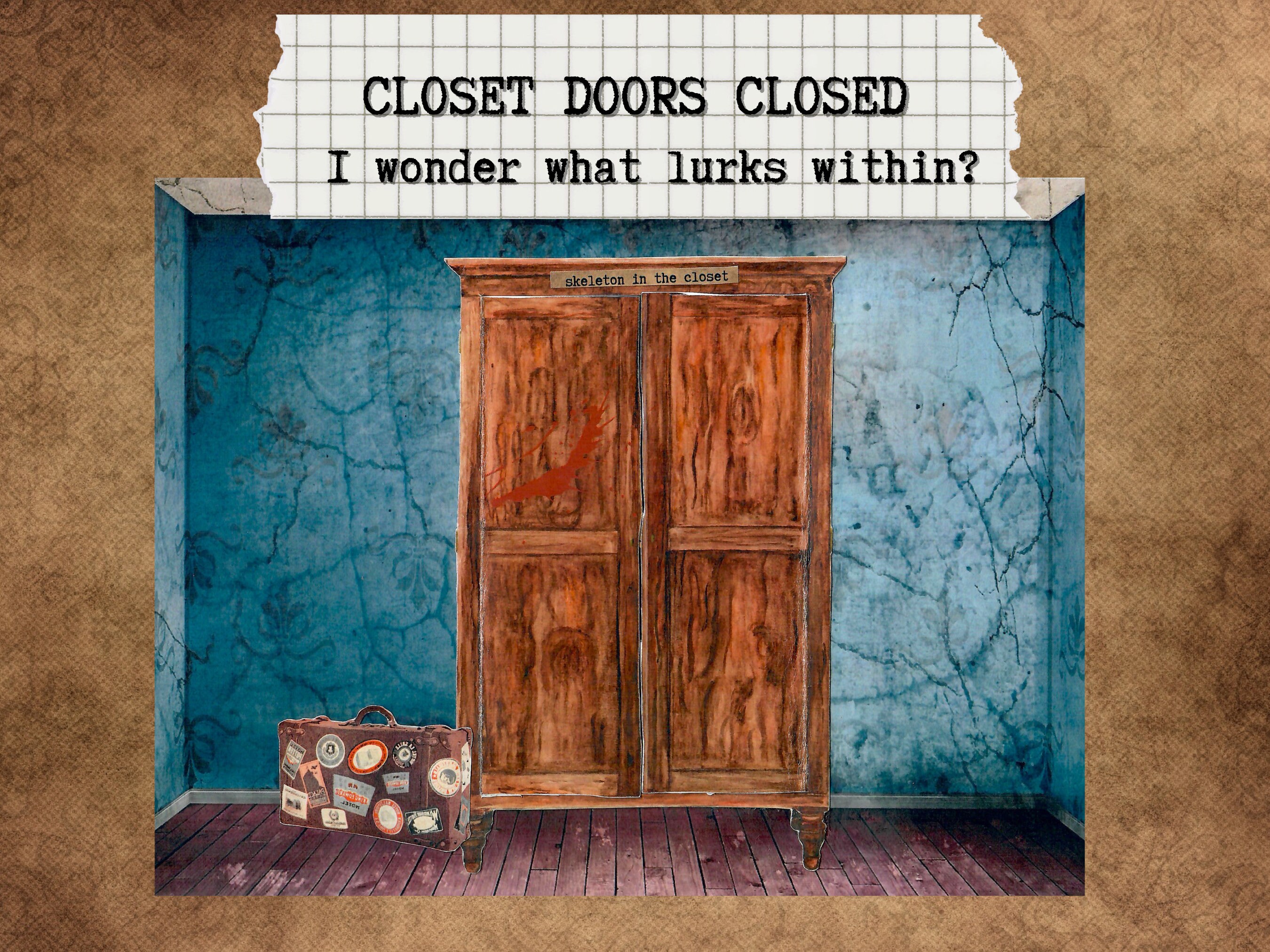 Skeleton in the Closet Printable Collage Kit Spooky Horror Halloween ...