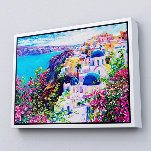 Santorini Canvas Greece Print - Etsy