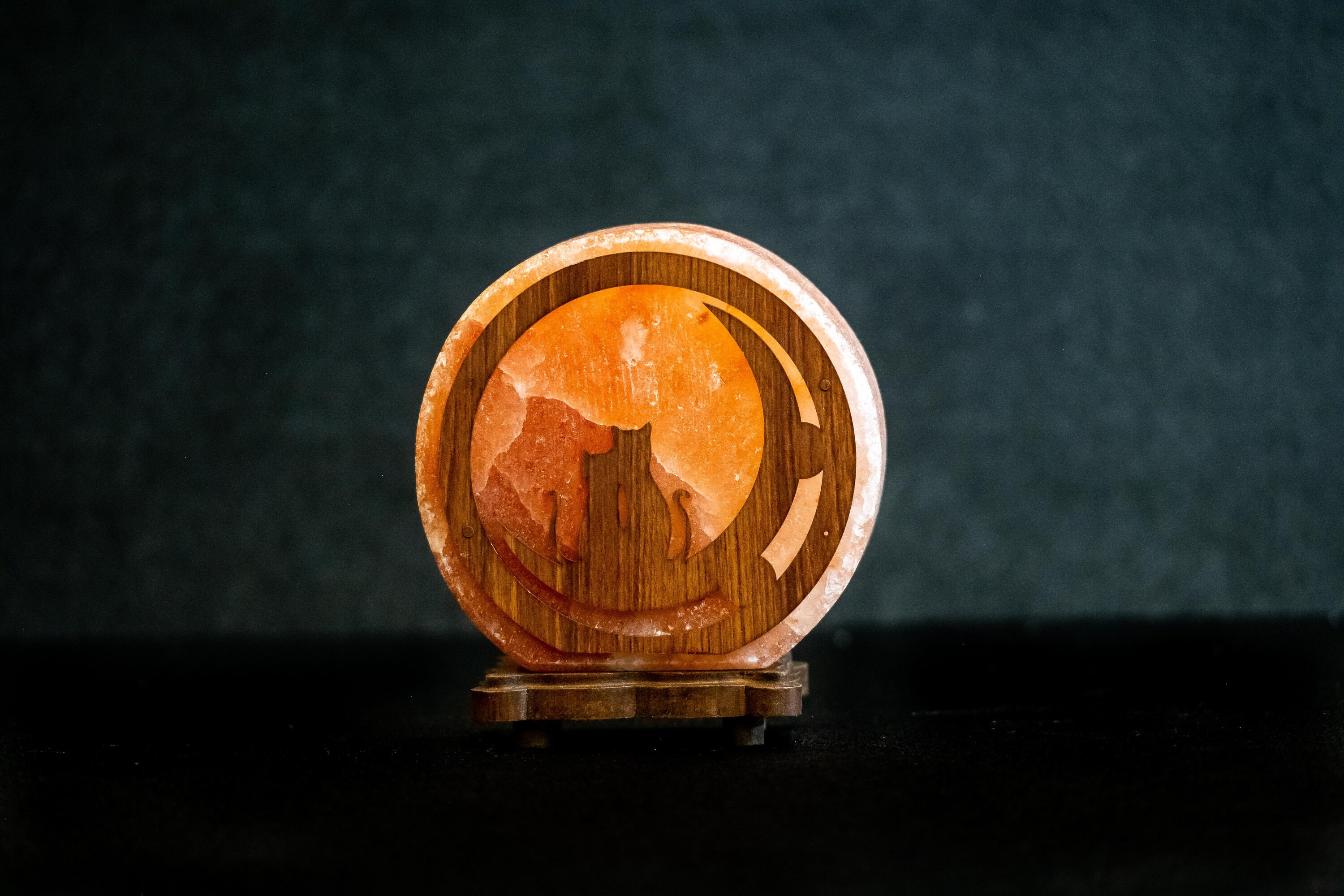 Moon Design Salt Lamp, Himalayan Salt Lamp, Wooden Base Salt Lamp, Salt ...