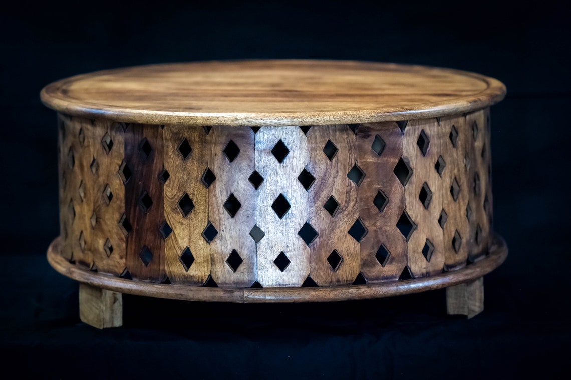 Mango Wood Coffee Table Brown Coffee Table Round Coffee - Etsy