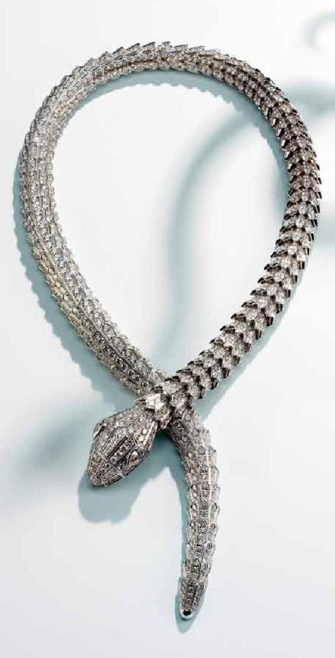 Antique Rose Cut Diamond Snake Necklace 925 Sterling Silver Handmade ...