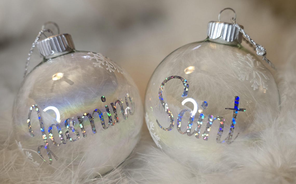 Personalized Christmas Ornament: Iridescent Glass Bulb With Name - Etsy