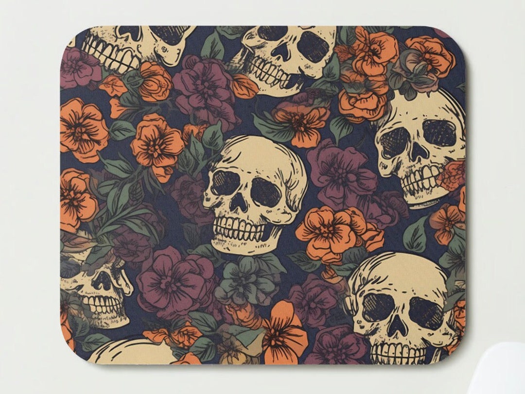 Halloween Skull Mouse Pad, Halloween Aesthetic, Goth Mouse Pad, Skulls ...