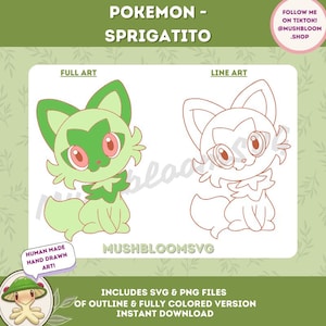 SPRIGATITO - Pokemon Instant Digital Download, Pokemon SVG, Pokemon PNG ...