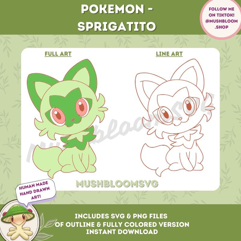 SPRIGATITO - Pokemon Instant Digital Download, Pokemon SVG, Pokemon PNG ...