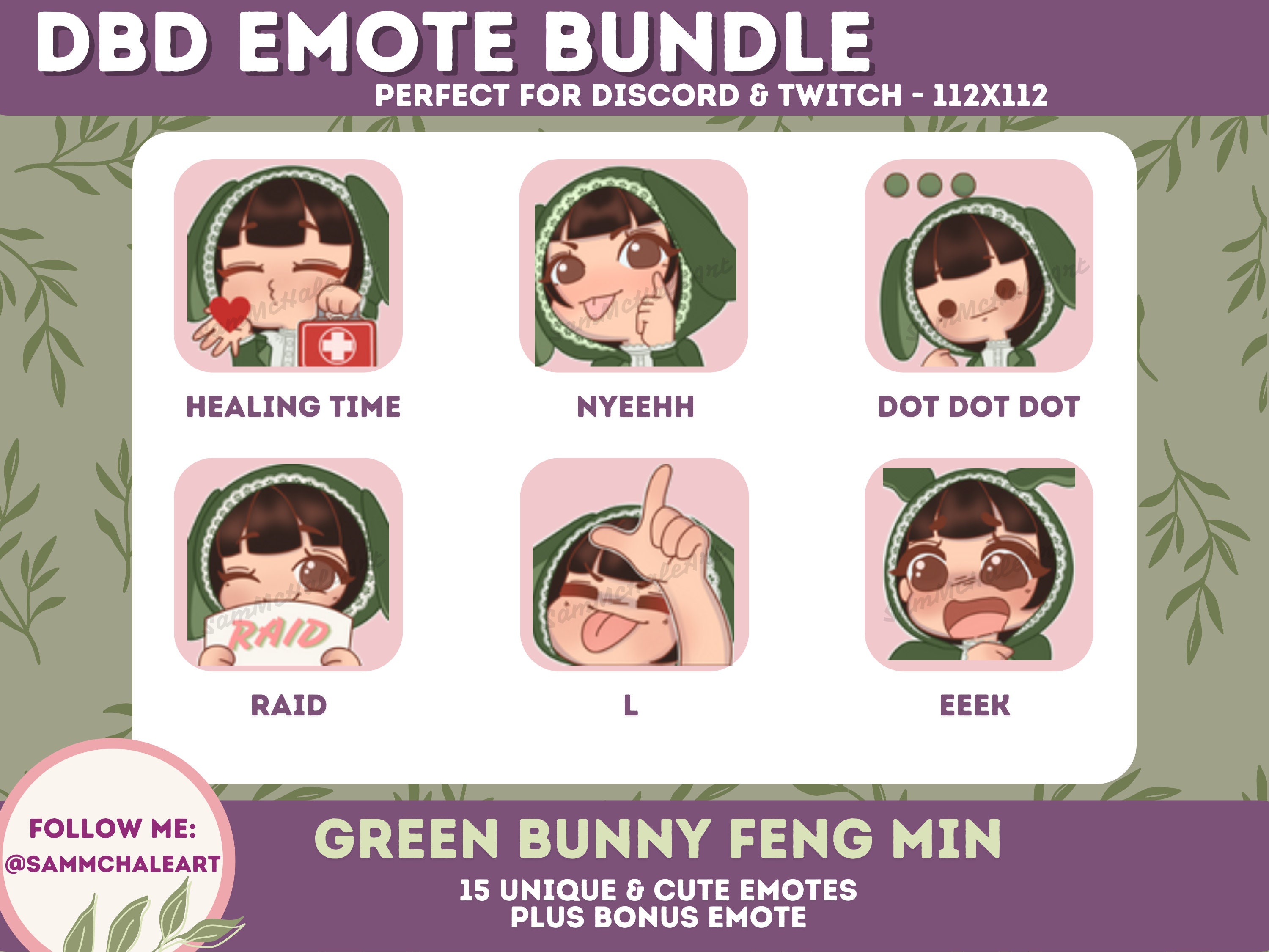 DBD FENG MIN Emote Bundle, Twitch Emotes, Cute Bunny Feng Min Emotes ...