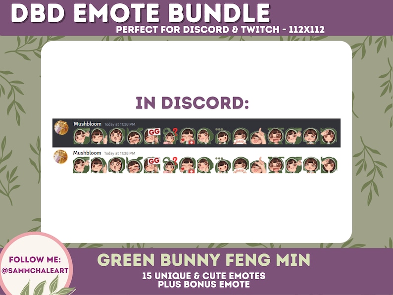 DBD FENG MIN Emote Bundle, Twitch Emotes, Cute Bunny Feng Min Emotes ...