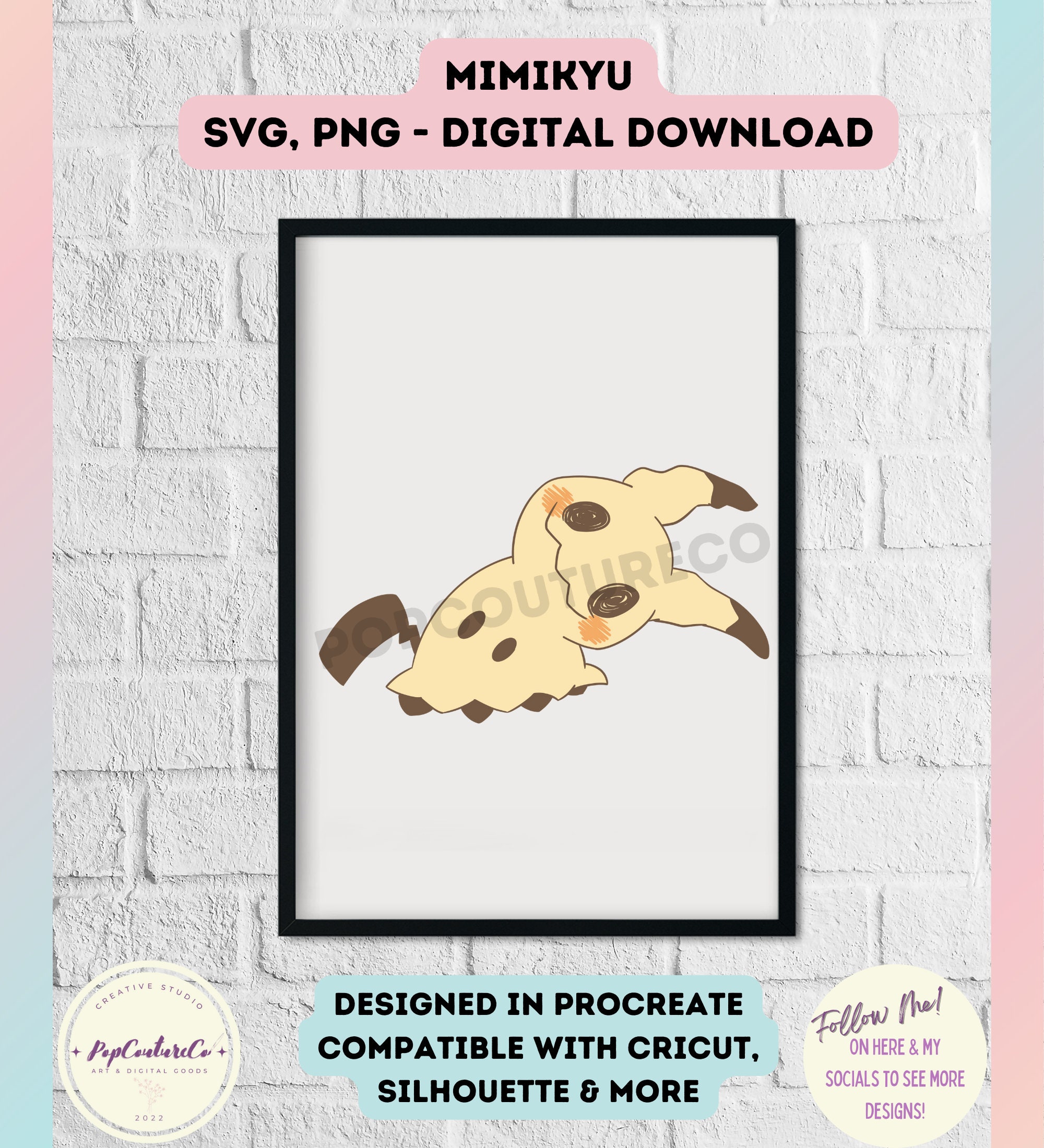 Adorable MIMIKYU: Digital SVG File Cricut & Silhouette Pokemon Instant ...