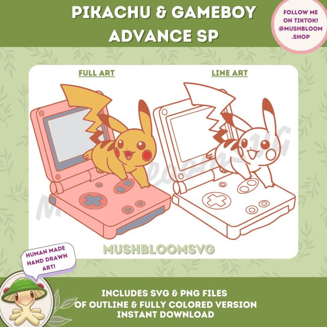 PIKACHU Gameboy Advance SP - Pokemon Instant Download, Pokemon Svg ...