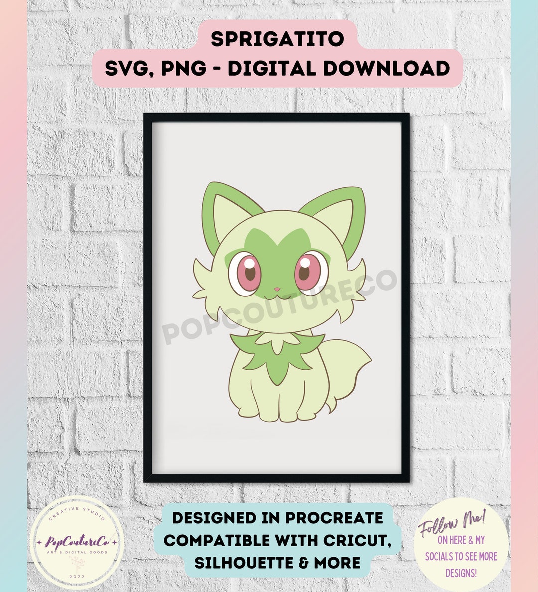 SPRIGATITO Pokemon Instant Digital Download, Pokemon SVG, Pokemon PNG ...