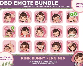 DBD FENG MIN Emote Bundle, Twitch Emotes, Cute Bunny Feng Min Emotes ...