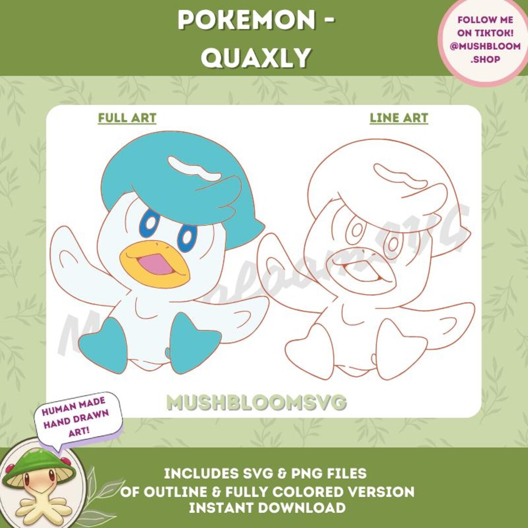 QUAXLY Svg Png, Pokemon Svg, Quaxly Silhouette, Hearts, Scarlet and ...
