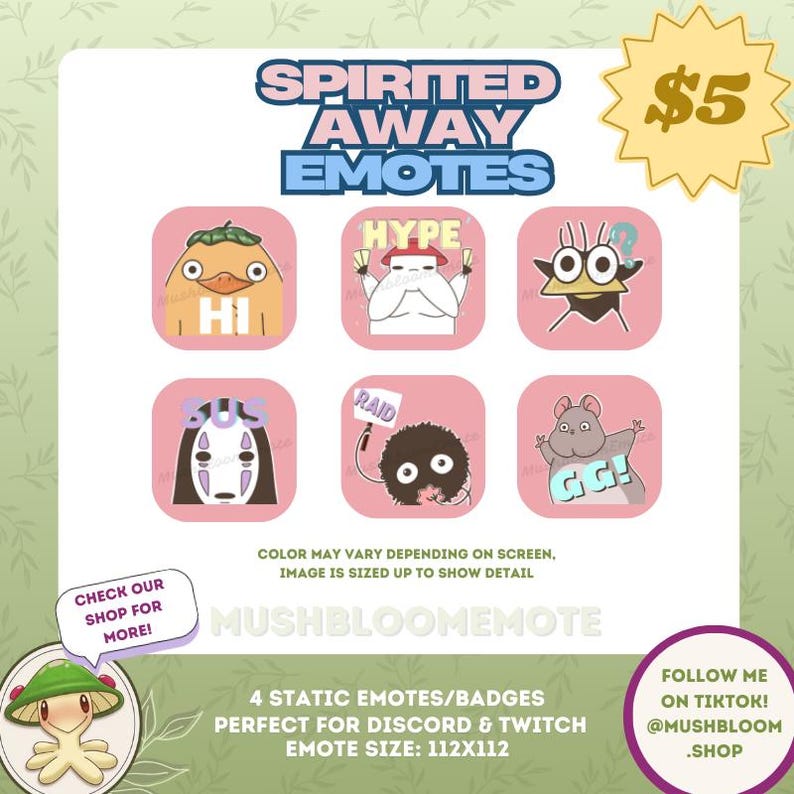 Spirited Away Emote Bundle (6) | Cute Chibi Anime Emotes | Twitch ...