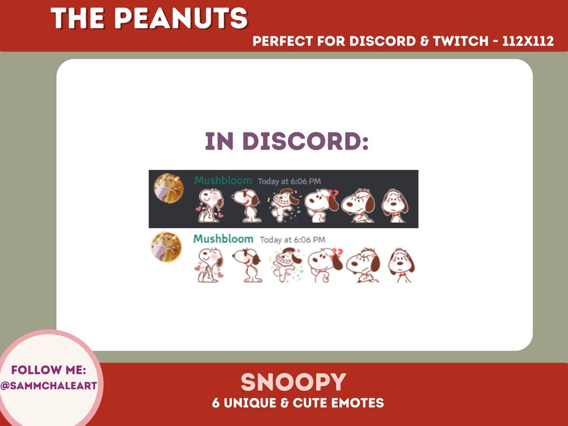 SNOOPY Emote Bundle (6) | Cute Peanuts Emotes | Twitch Discord Youtube ...