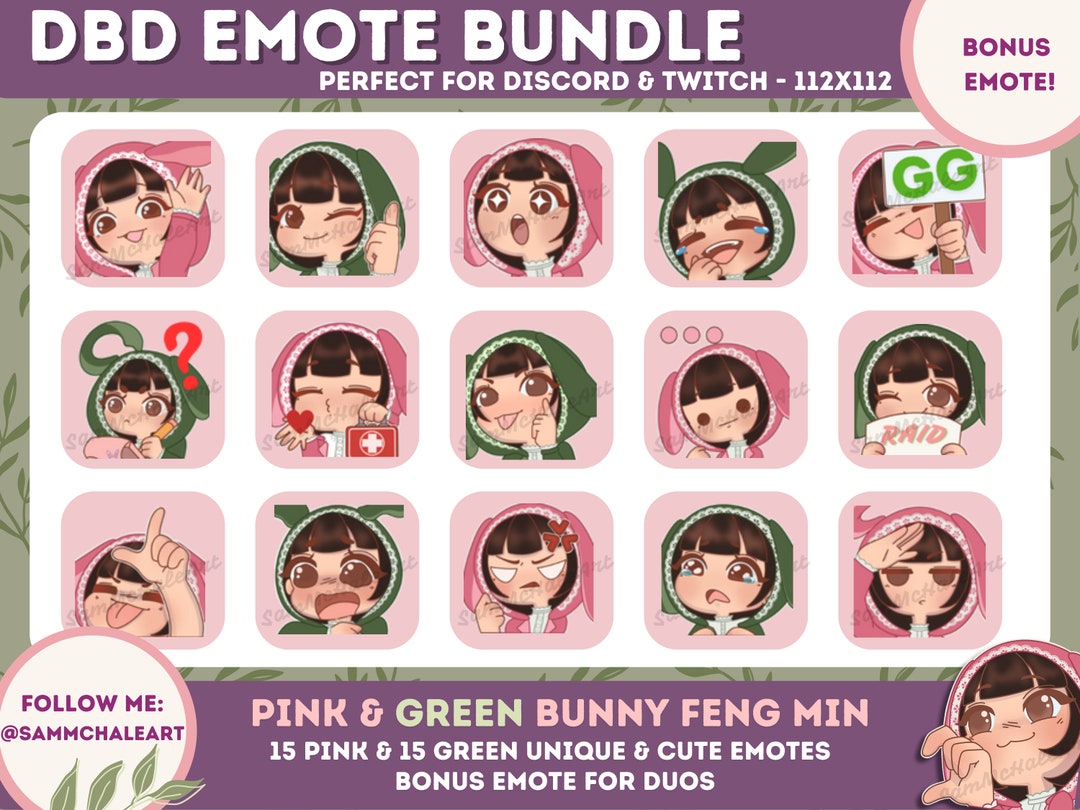 DBD FENG MIN Emote Bundle, Twitch Emotes, Cute Bunny Feng Min Emotes ...