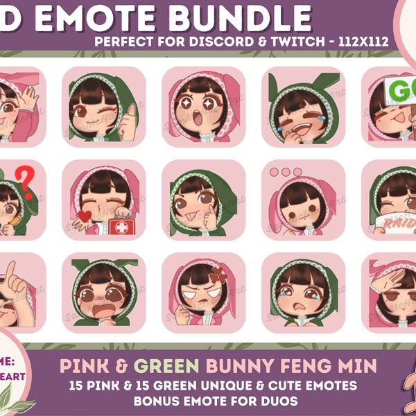 DBD FENG MIN Emote Bundle, Twitch Emotes, Cute Bunny Feng Min Emotes ...