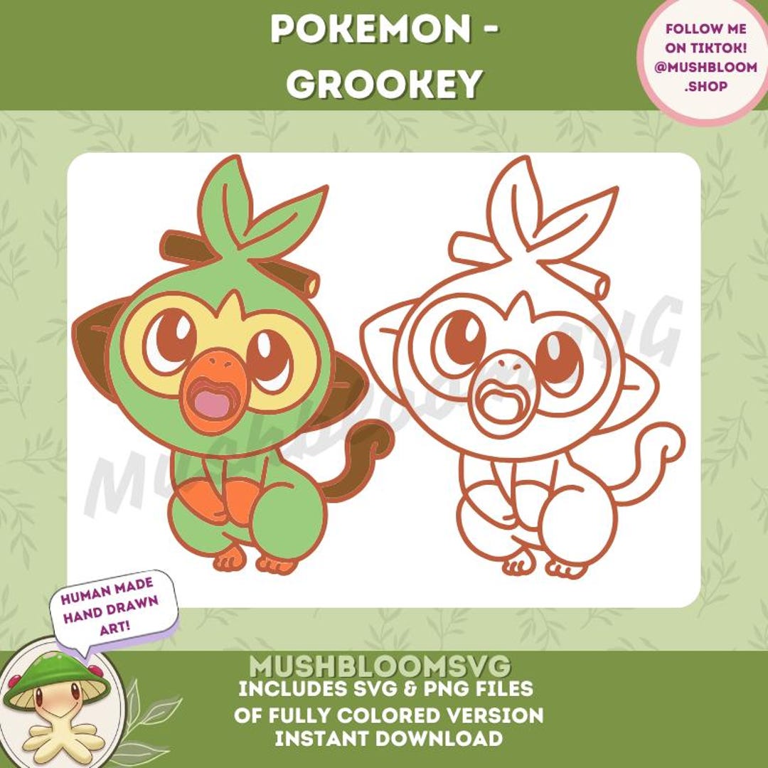 GROOKEY SVG | Cute Pokemon Cut File | Kawaii Grass Type Pokemon Cricut ...