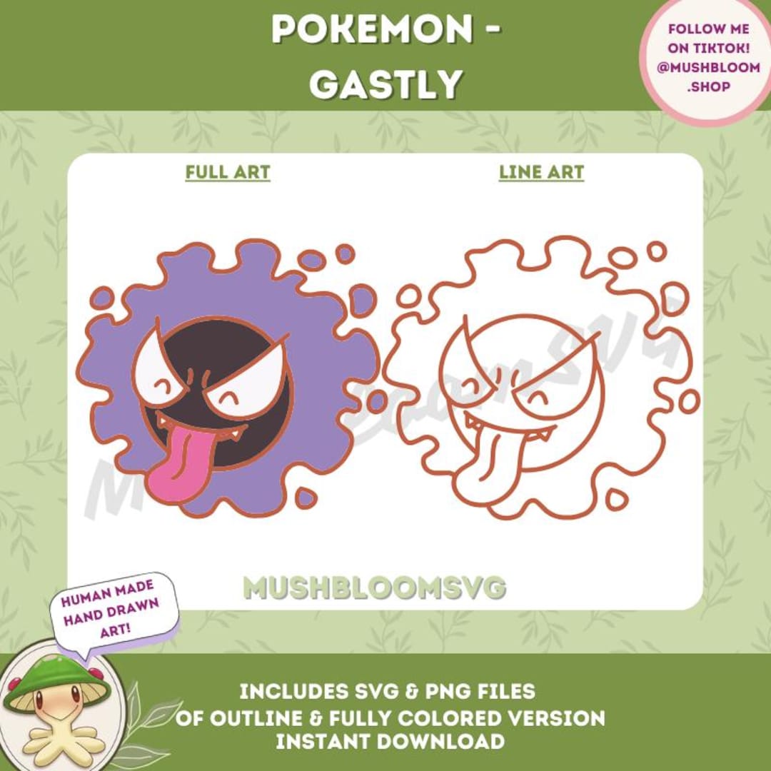 GASTLY - Pokemon Instant Digital Download, Pokemon SVG, Pokemon PNG ...